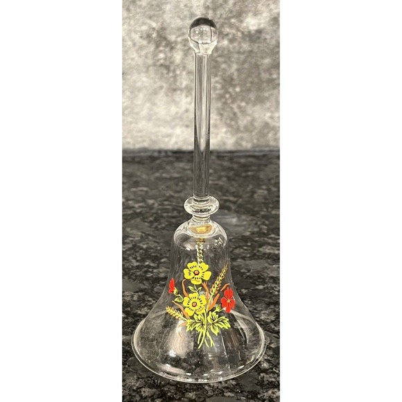 Unbranded | Accents | Vintage Clear Glass Dinner Bell With Yellow Red ...